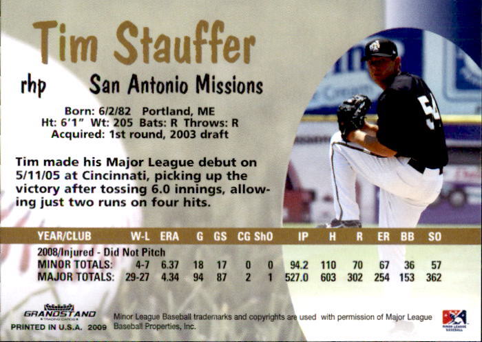 2009 San Antonio Missions Grandstand 9 Tim Stauffer Portland Maine ...
