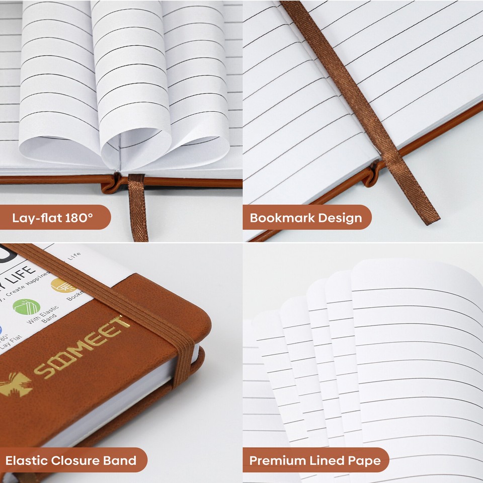 (2 Pack) - Pocket Notebook Small Hardcover Note Book 3" x 5.5", Mini ...