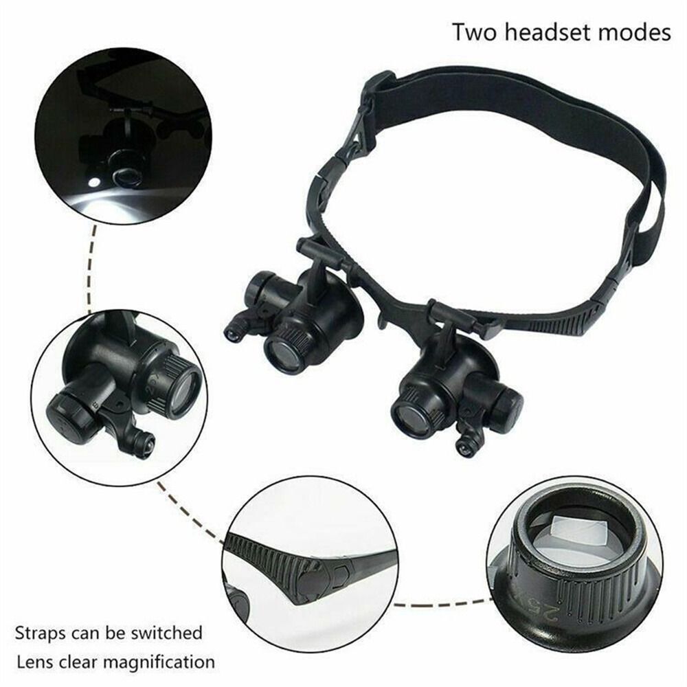 With LED Light Magnifier Eyeglass Jeweler Microscope Magnifying Loupe ...