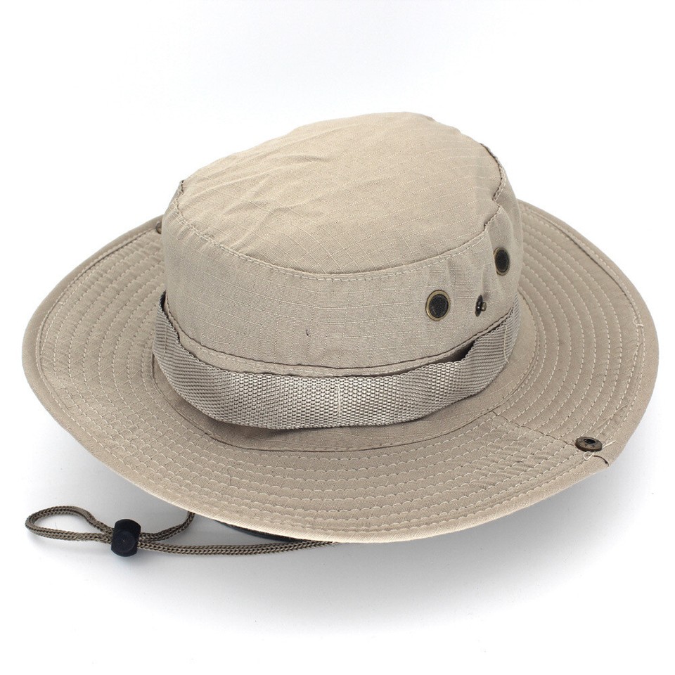 Mens Outdoor Sun Hat Bucket Safari Bush Boonie Hiking Fishing Cap Wide ...
