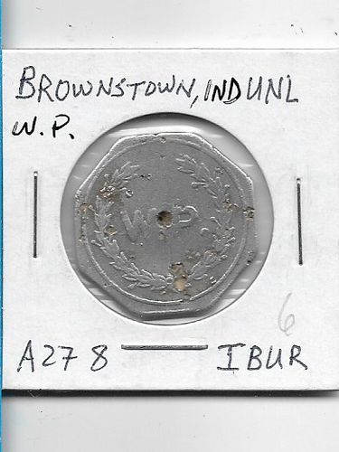 Brownstown, Indiana Trade Token W.P. 5¢ | eBay