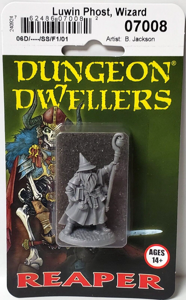 LUWIN PHOST, WIZARD Reaper Miniatures Bones USA Dungeon Dwellers ...