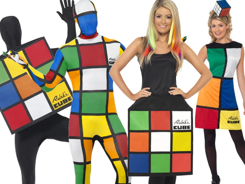 Rubiks Cube Costume 80s Adult Fancy Dress Outfit 1980s Mens Ladies ...
