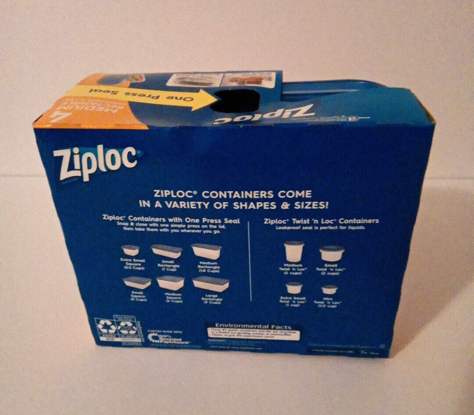 Ziploc Medium 4 CT Containers 14.4 Oz New | eBay