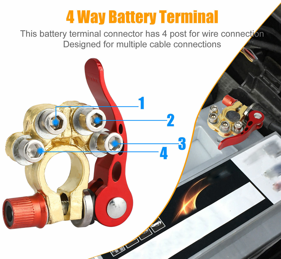 2x Quick Disconnect Cables Connectors Car Battery Post Clamp Terminal ...