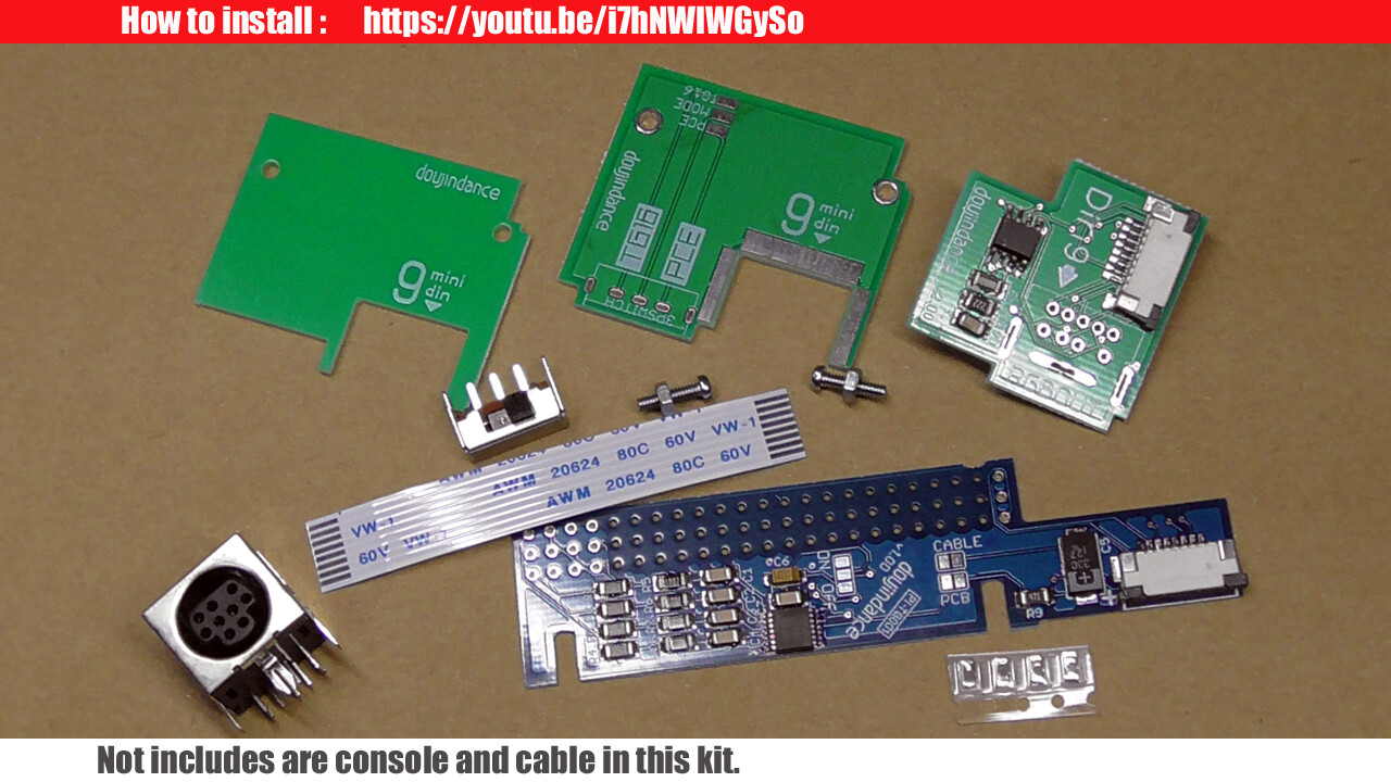 Assembly kit PC Engine PI-TG001 Csync RGB Region Free Sega Genesis 2 ...