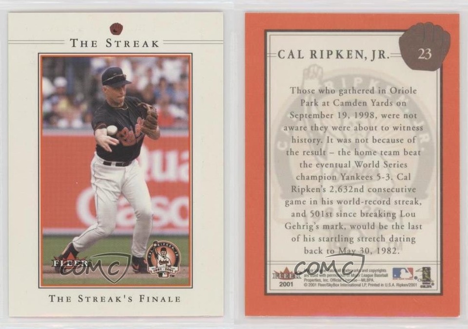 2001 Fleer Cal Ripken Jr Career Highlights Box Set Cal Ripken Jr #23 ...