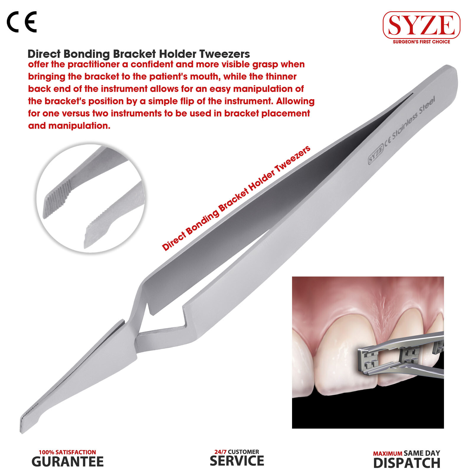 Direct Bonding Bracket Holder Tweezers Ortho Bracket Placement Tweezers ...