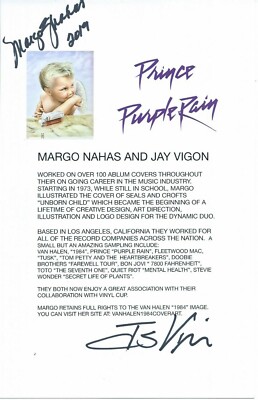 JAY VIGON MARGO NAHAS signed PROGRAM ARTIST PROOF PRINCE VAN HALEN TOM ...