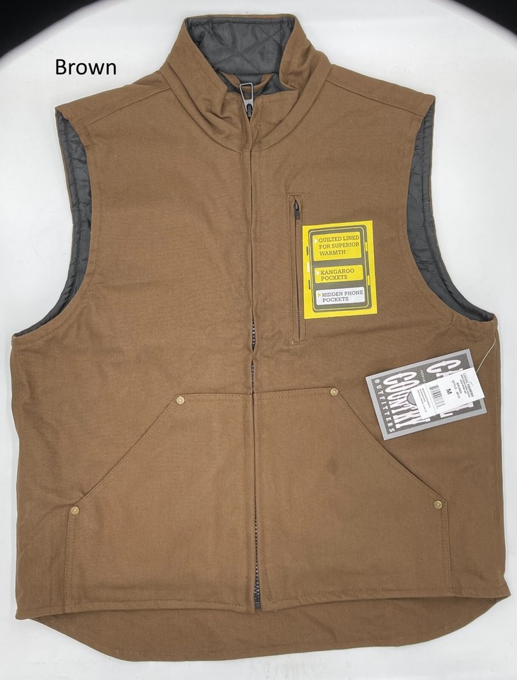 Men's Premium Duck Canvas Vest Heavy Lined Work Wear Work Vest, Utility ...