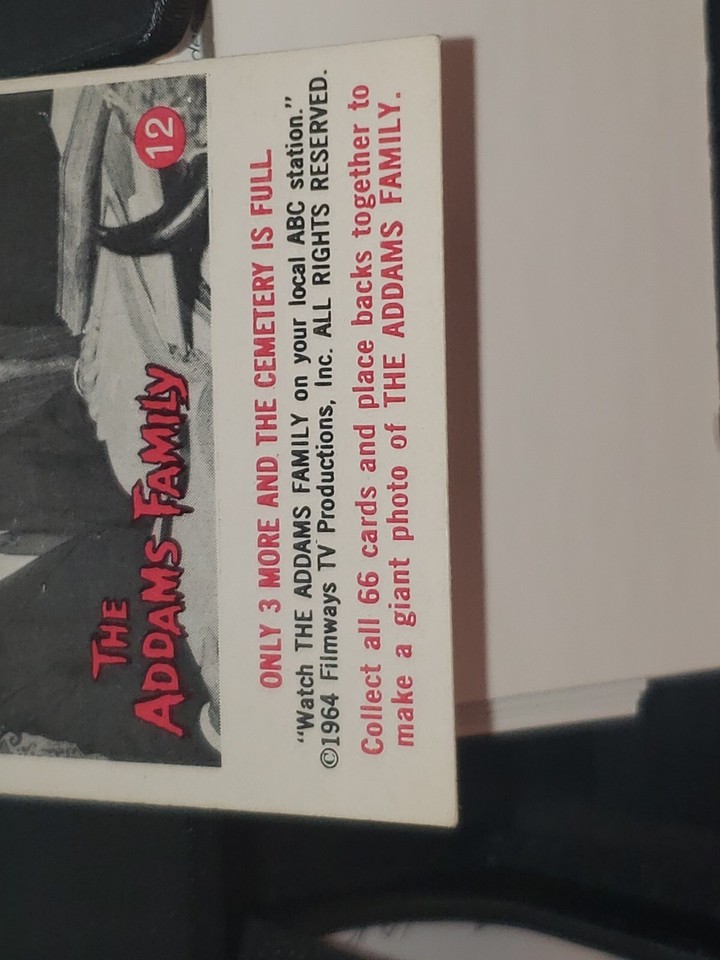 1964 The Addams Family TV Show Donruss Trading Card Number 12 Gomez ...