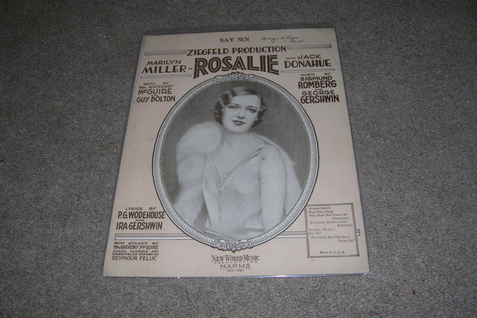 Vintage Sheet Music Song, Rosalie, Marilyn Miller, P.G. Wodehouse | eBay