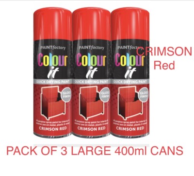 PACK OF 3 LARGE 400ml CRIMSON RED SPRAY PAINT | eBay UK