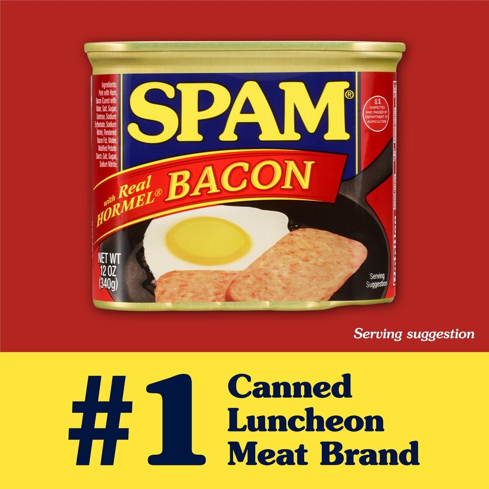SPAM with Bacon (3 Pack) - 12 oz Cans, 7g Protein, Canned Meat,Free ...