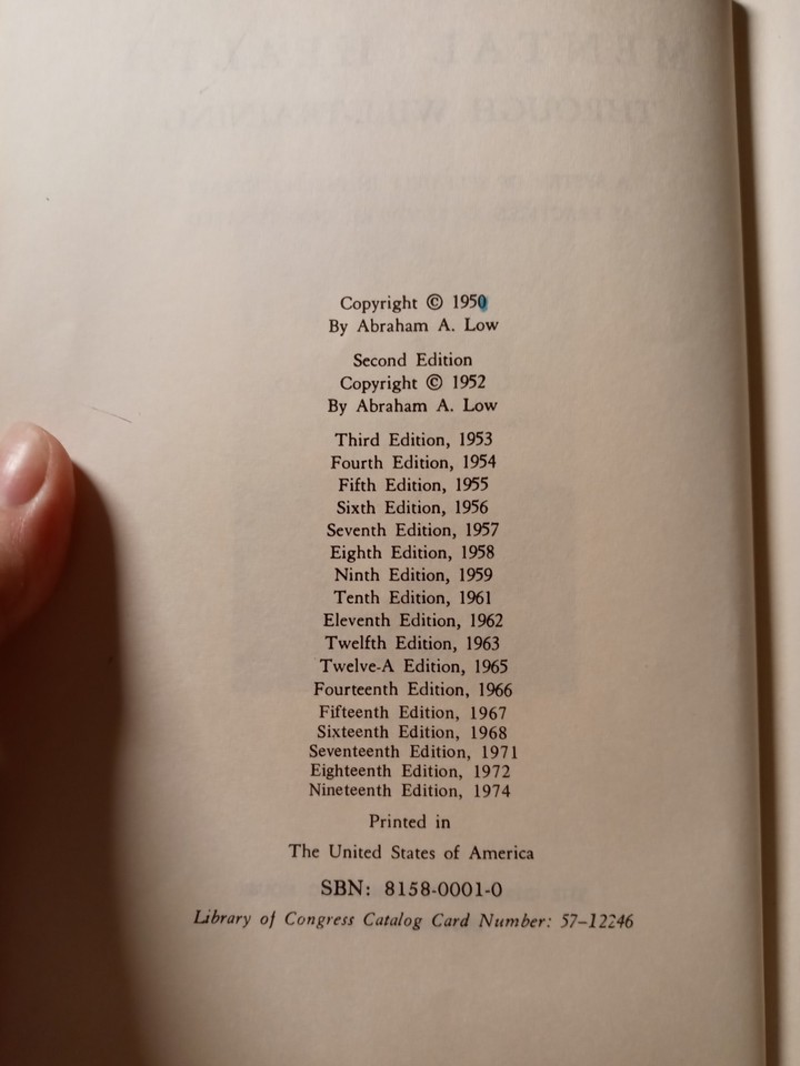Mental Health Through Will-Training by Abraham Low 1950 Hardcover | eBay