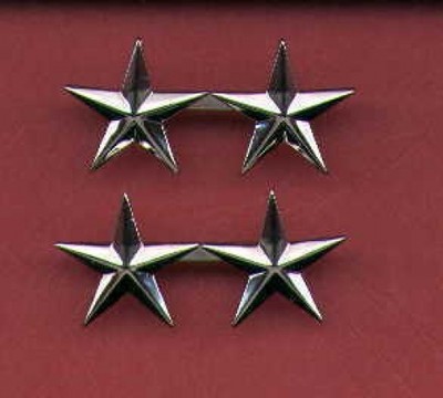 Pair of Two Star General's Rank Insignia 1/2 size USA Made Silver ...