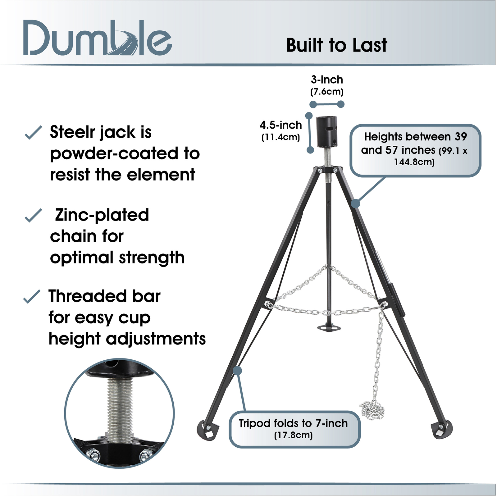 Dumble 5th Wheel Tripod Stabilizer - 5000lb Cap Adjustable RV Jack ...