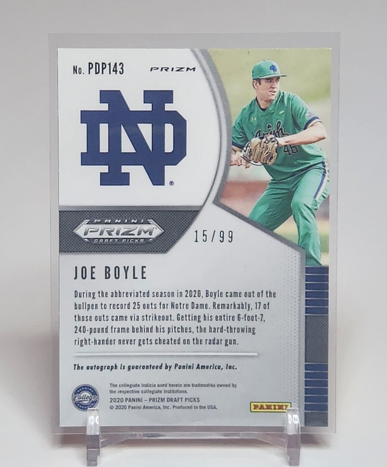 2020 Panini Prizm Draft Baseball Joe Boyle Rookie Red Disco Prizm Auto ...