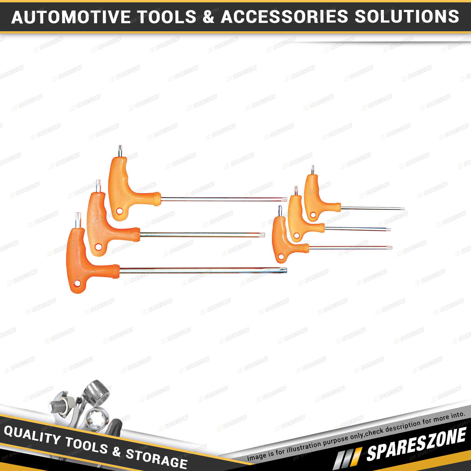 6 Pcs of PK Tool T-Handle Star Drive Hex Key Set - Chrome Vanadium ...