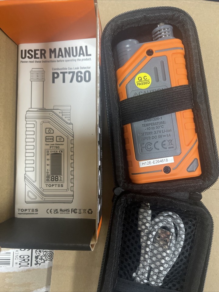 Toptes PT760 Rechargeable Natural Gas Detector, Gas Leak Detector with ...