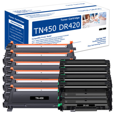 4× DR420 Drum +6× TN450 Toner Compatible With Brother DR450 HL-2220 DCP ...