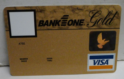 Bank One Credit Card Gold PHOTO Visa - Un-Embossed BLANK - RARE Vintage ...