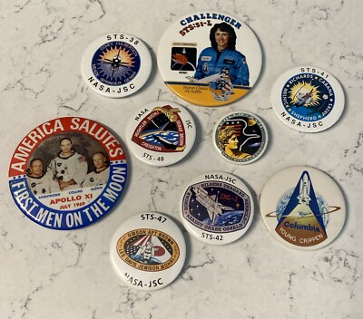Vtg Lot 9 Space NASA Pin Buttons Official Buttons Apollo, STS-38,41,42 ...