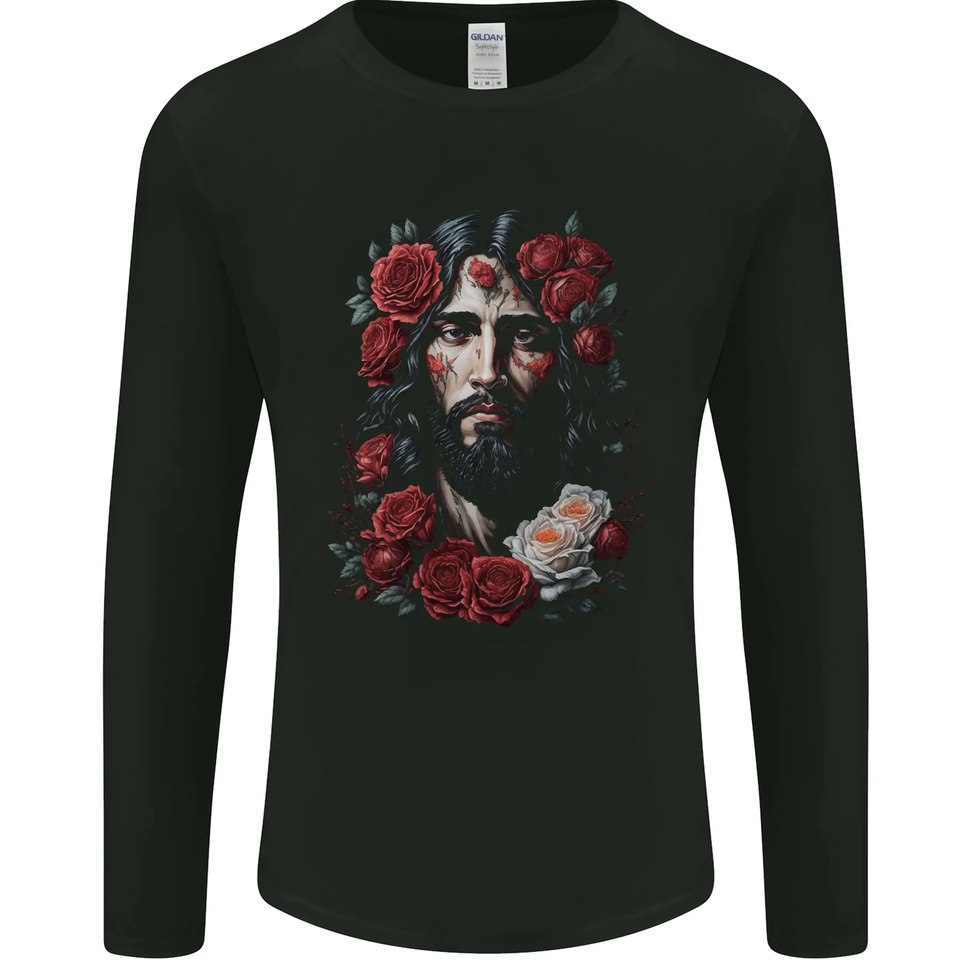 Jesus Christ With Roses Mens Long Sleeve T-Shirt | eBay