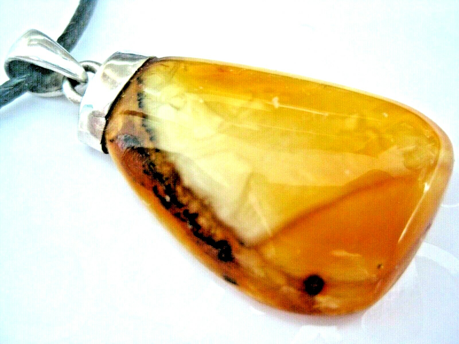 STERLING SILVER GENUINE BALTIC BUTTRESCOTH AMBER PENDANT48MM STAMP | eBay