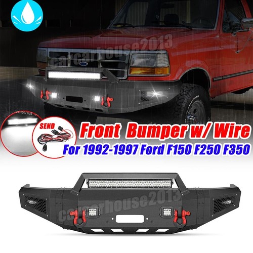 For 1992-1997 Ford F-150 F250 F350 Front Bumper W/Winch plate & LEDS & Wire KIT | eBay