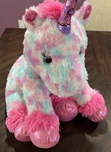 Hug Me Pink Tinsel Sitting Unicorn Plush 24" H Xmas Easter Jumbo ...