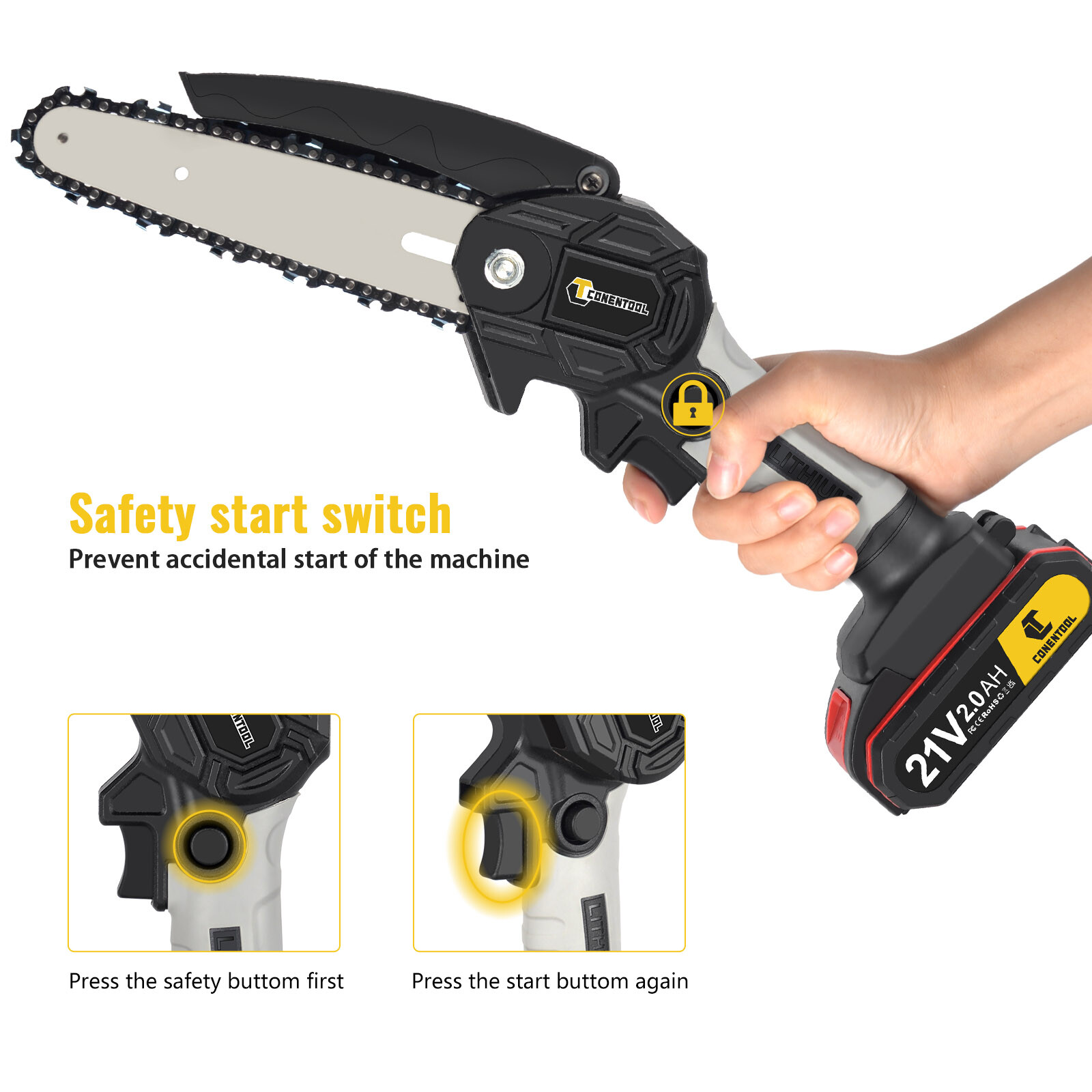 CONENTOOL 21V Electric Cordless Electric Saw Portable Handheld Wood ...