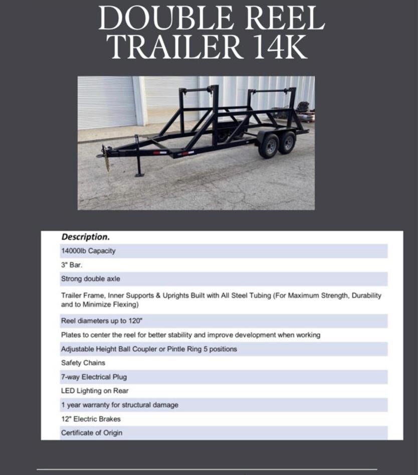 Double Cable Trailer / Double Reel trailer / Double Pipe Trailer. | eBay