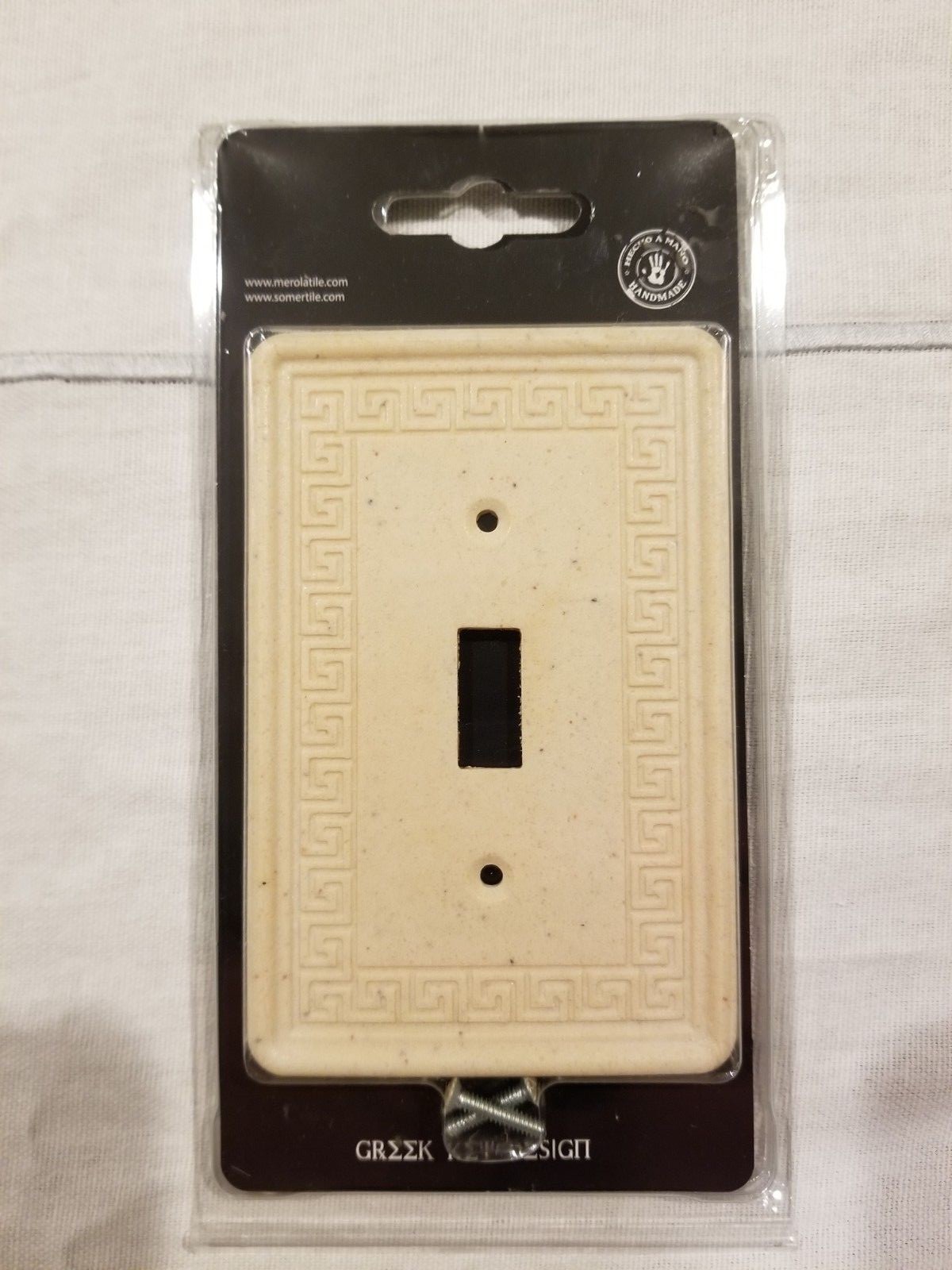 Wall Switch Plate Cover Toggle Greek Key Design Stone in White ...