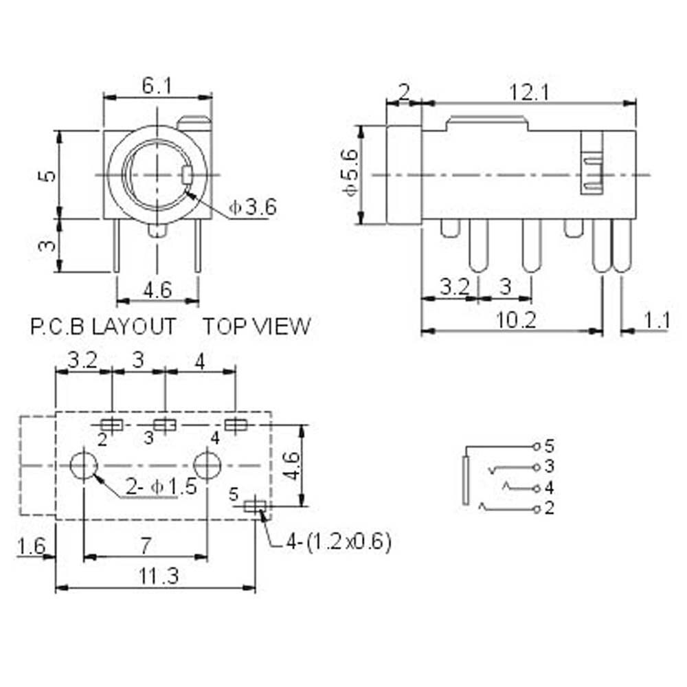 10Pcs 3.5mm Female Audio Connector DIP 4 Pin Stereo Phone Jack PJ320A ...
