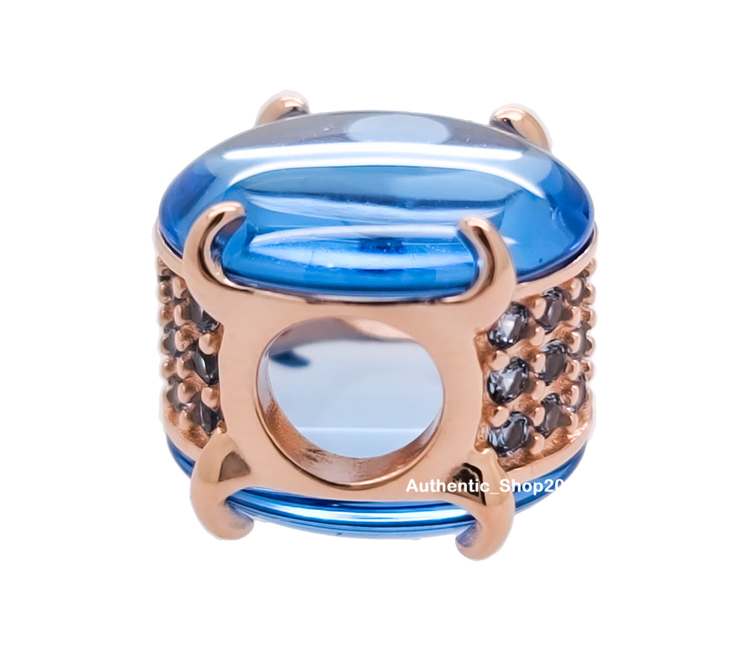 NEW 100% Authentic PANDORA Rose Gold Plated Blue Oval Cabochon Charm ...
