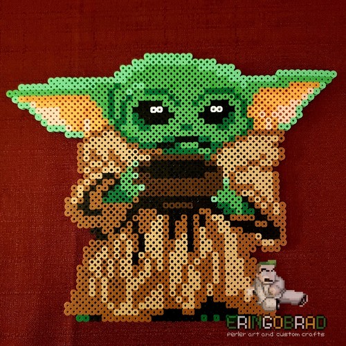 Grogu Baby Yoda mandalorian star wars disney custom 8 bit perler bead ...