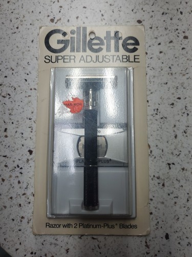 Vintage Gillette Super Adjustable Razor Platinum Plus Blades New in ...