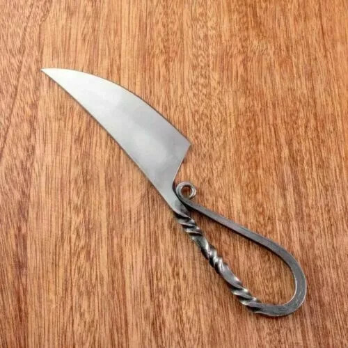 Handmade 3pcs Hand Forged Cutlery Set - Double Twist Handle W/ Leather ...