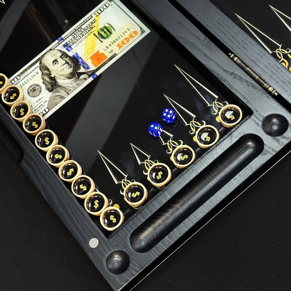 Wooden, Glass & Epoxy Resin Backgammon Set, Game Board, FINANCIAL ...
