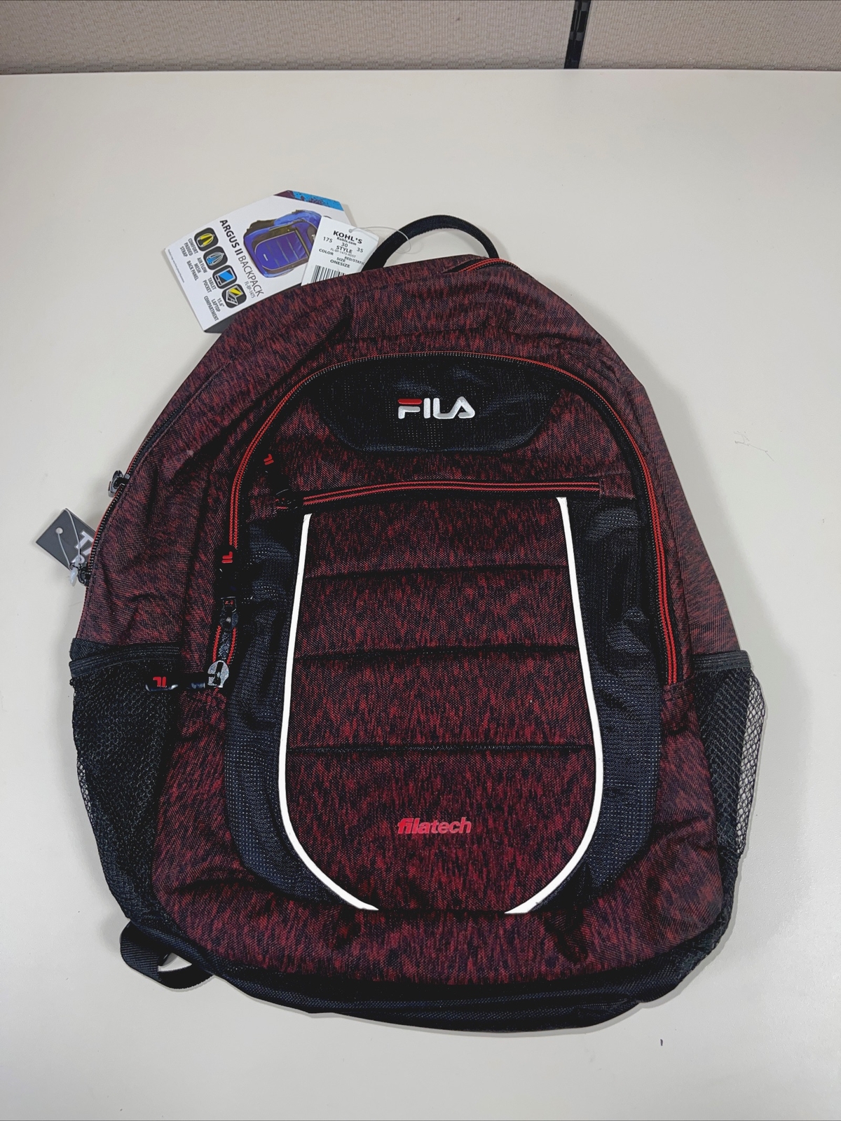 New Fila Argus 2 II Filatech Backpack Bag Laptop Compartment Tablet NWT ...