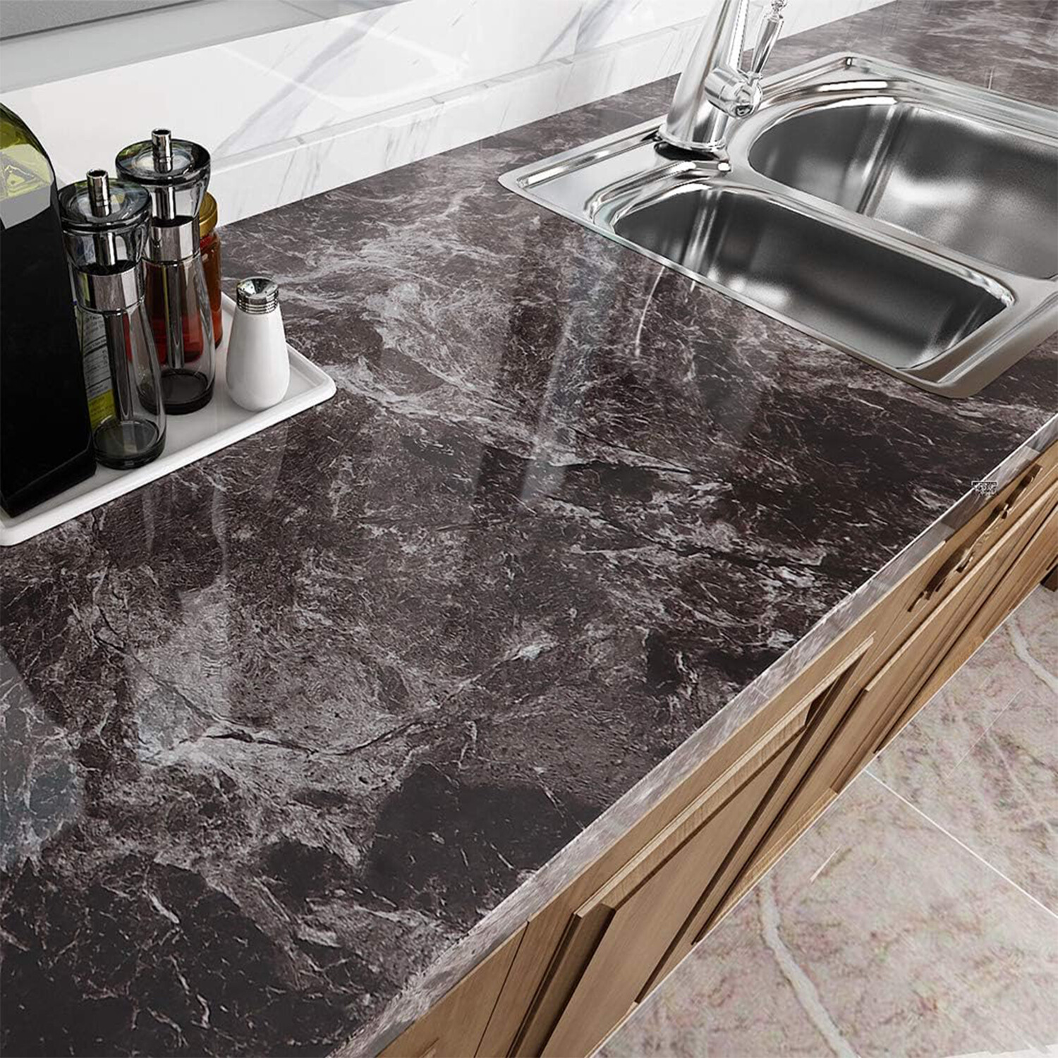 Self Adhesive Kitchen Worktop Covering Vinyl Wrap Cupboard Door Marble ...