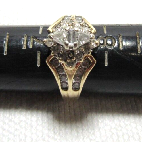 Am-Gold 14k Yellow Gold Trillion Diamond Sz 7.5 Engagement Ring 1.08ct ...