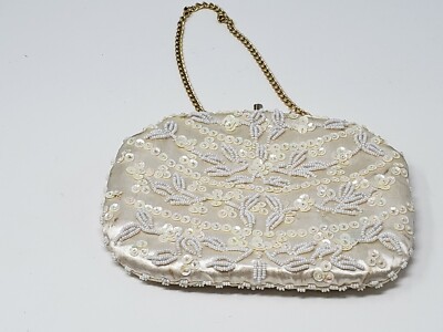 Vintage Richere Hand Bag By Walborg Beaded Clutch Purse Ivory Color | eBay