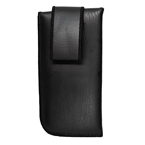 Vertical Button Snap Belt Loop Eyeglass Case Men Women PU Leather Black ...