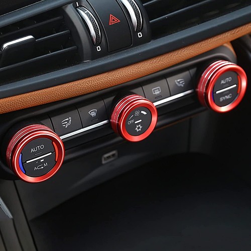 Red AC Knob Multimedia Ring Sticker Decal Trim fit Alfa Romeo Giulia ...