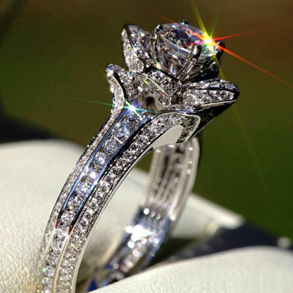 Flower Rose Lotus Diamond Engagement Ring Lotus Inspired Engagement