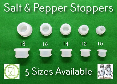 Pair of Replacement Salt & Pepper Pot Shakers Silicone Stoppers Hole ...