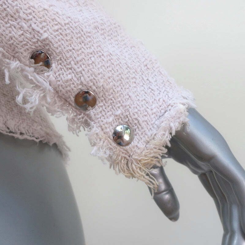 IRO Agnette Tweed Jacket Very Light Pink Cotton Size … - Gem