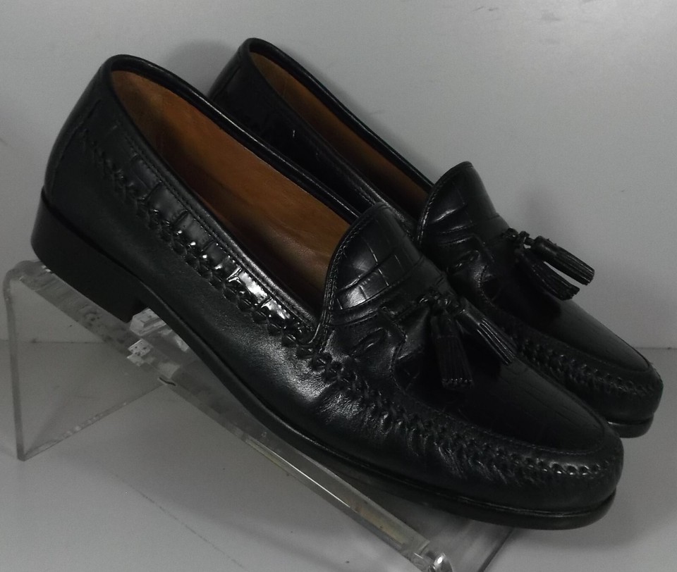 182005 SD50 REEVES MEN'S SHOES 9 M BLACK LEATHER DOMANI BY JOHNSTON ...